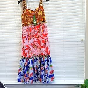 FARM Rio | Dresses | Farm Rio Mixed Colors Tiered Dress Nwt | Poshmark